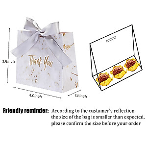 30PCS Small Thank You Bags,Mini Thank You Gift Bags Paper Party Favor Bag with Bow Ribbon,Gift Bags Small Size for Birthday Baby Shower Wedding Favor