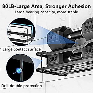 Bathroom Organizer Shelf Shower Caddy,No Drilling Adhesive Shelves Rustproof Sus304 Stainless Steel For Storage Organization,2 Pack With 4 Hooks,Matte Black Rack, SH-02