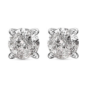 SHOP LC Ct 0.5 H-I Color I3 Clarity Salt & Pepper Diamond Stud Earrings for Women Jewelry Engagement Anniversary Wedding Promise 925 Sterling Silver Platinum Plated Jewelry Gifts for Women Birthday