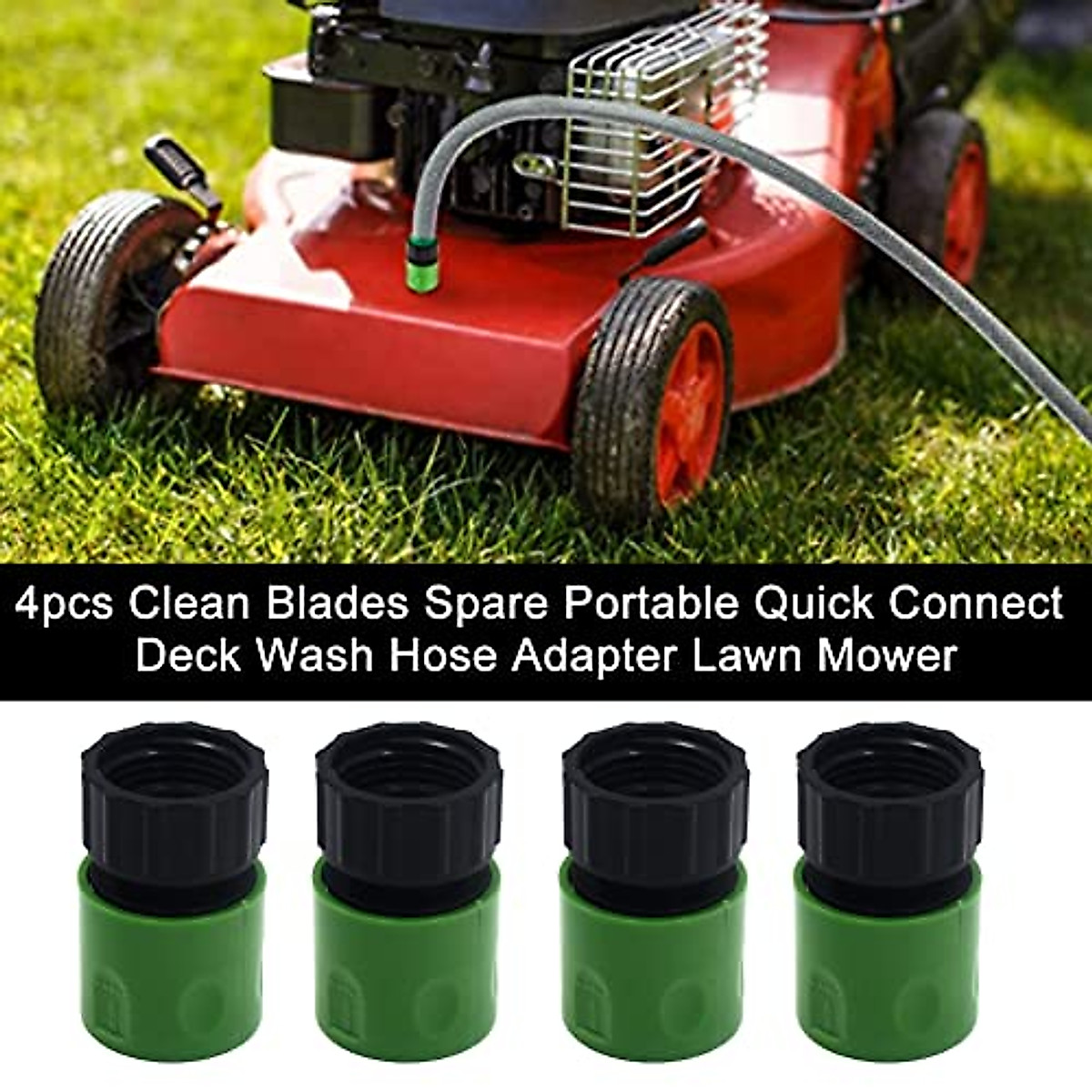 EMVANV 4pcs Lawn Mower Deck Wash Kit, Portable Quick Connect Deck Wash Hose Adapter Lawn Mower Clean Blades, Quick Connect Lawn Mower Deck Wash Port Hose Adapter (4pcs/Pack)