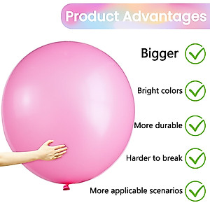 Green Giant Balloons, 8 Thicker 36 Inch Strong Latex Big Round Balloons for Photo Shoot Wedding Baby Shower Birthday Party Event Decoration