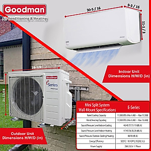 Goodman 12,000 BTU 18 SEER2 Ductless Mini Split Inverter Heat Pump System with Maxwell 16-ft Installation and Wall Bracket (230v)