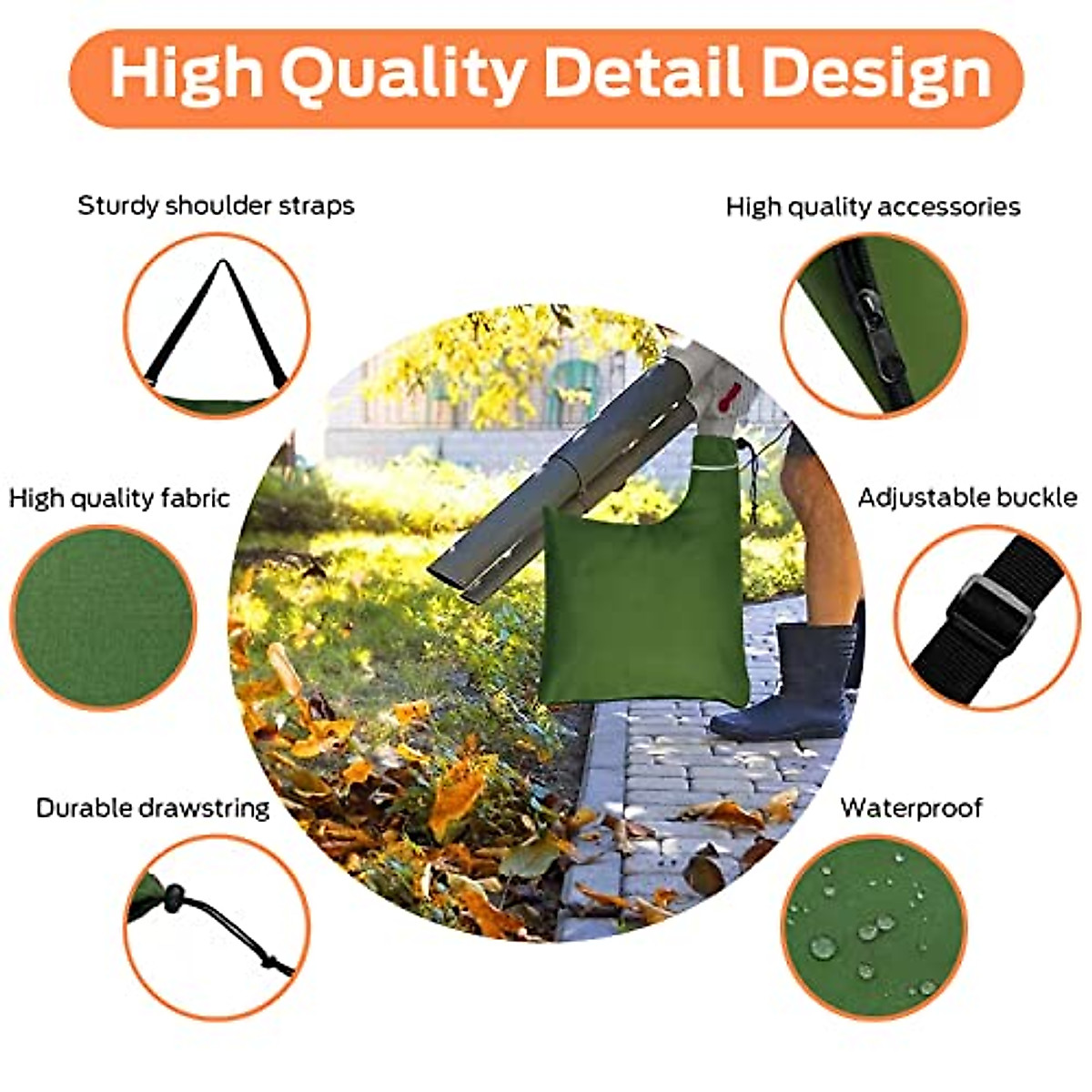 Leaf Blower Bag，Leaf Blower Shoulder Bag with Zipper and Shoulder Strap，Compatible with Blower - Mulcher - Yard Vacuum