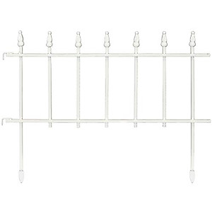 Sunnydaze 5-Panel White Roman Border Fence Set - 9-Foot Overall Length - Decorative Metal Garden, Lawn, and Landscape Fencing - 22 Inches Wide x 18 Inches Tall Per Piece
