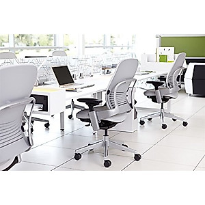 Steelcase Leap Task Chair: Black Base - 4D Adjustable Arms - Headrest - Standard Carpet Casters