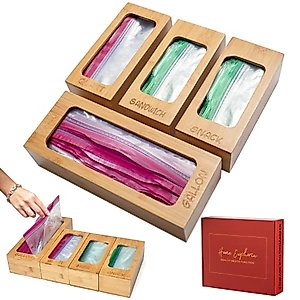 Home Euphoria Bamboo Bag Organizer for Drawer - Plastic Bag Organizer for Drawer, Kitchen Drawer Organizer, Storage Bag Organizer, Drawer Baggie Organizer, Organizer Box for Drawer