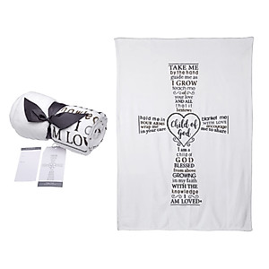 Child of God Blanket-Inspirational Throw-Religious Blanket-Gift for Baptism/First Communion-Christening Blanket-Gift for Godson/Goddaughter/Grandson/Granddaughter/Niece/Nephew (White - Personalized)