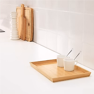 OSTBIT Serving Tray Bamboo Food Organizer Solid Wood Trays 25x33 cm