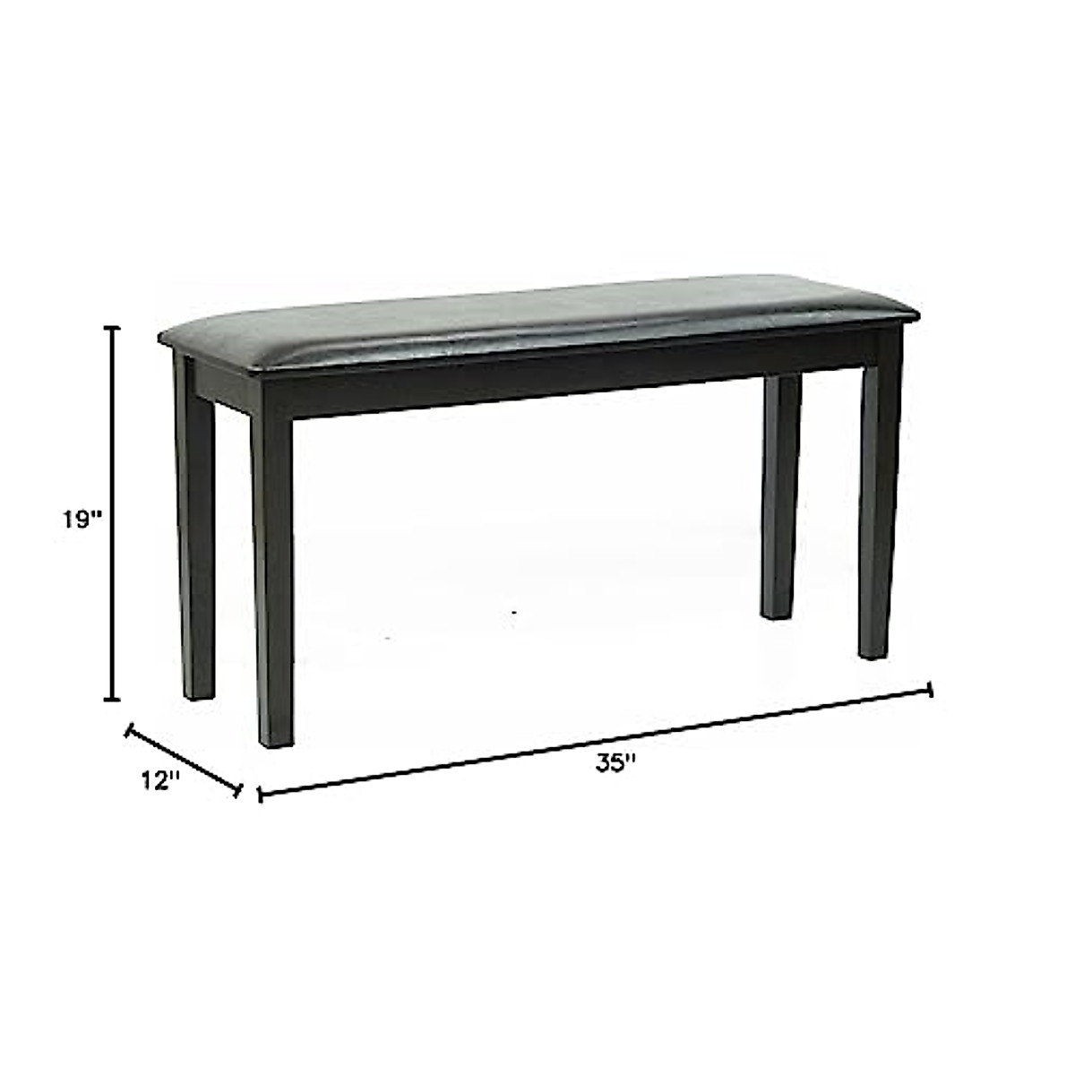 SunBear Furniture Dining Kitchen Solid Wooden Stained Bench Padded Seat Espresso Black Finish