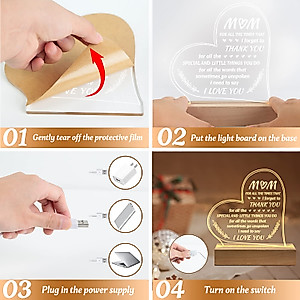 Petalsun Gifts for Mom from Daughter Son - Unique Engraved Wooden Base Lamp Presents, to My Mom Gifts, Mom Birthday Gifts