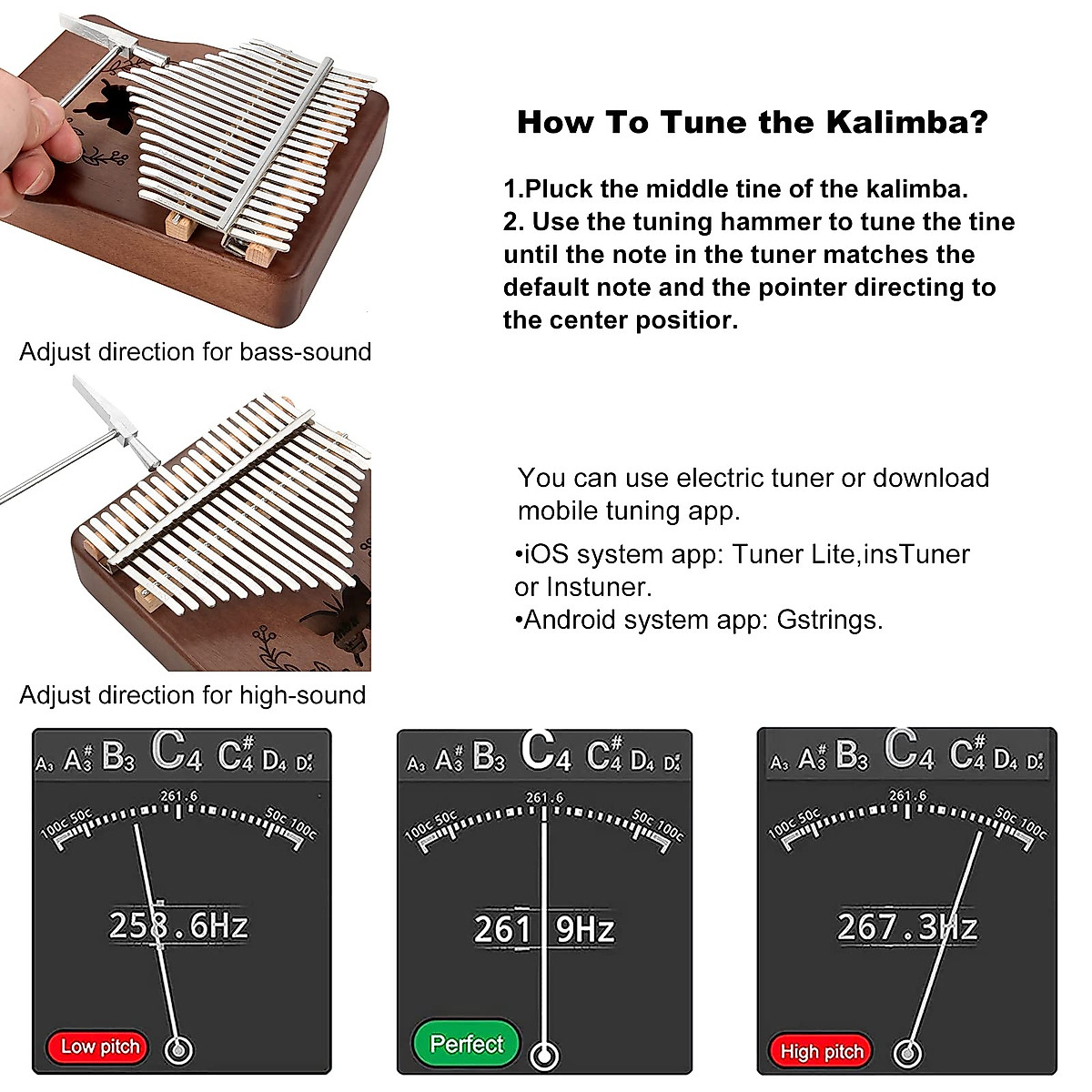 Lemfema Kalimba Thumb Piano 21 Keys, Portable Mbira Finger Piano Gifts for Kids and Adults Beginners(Brown)