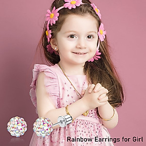 Jstyle 8 Pairs Cute Screw Back Earrings for Girls Women Pink CZ Heart Unicorn Stud Earrings Stainless Steel Flower Ball Screwback Earrings Set