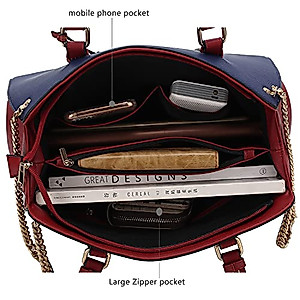 MKF Collection Tote Bag for Women, Vegan Leather Color Block Top-Handle Satchel Handbag Purse