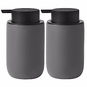 Foaming Soap Dispenser Thick Ceramic Foam Hand Soap Dispenser for Bathroom or Kitchen Sink, Liquid Pump Bottles for Hand soap, Body Wash, 2 Pack Grey