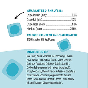 Ultra Chewy Double Treat Bones: Long-Lasting Dog Treats Made in USA for Large and Small Breeds, Highly Digestible, Ideal for Aggressive Chewers (Bacon & Cheese, 24 Count)