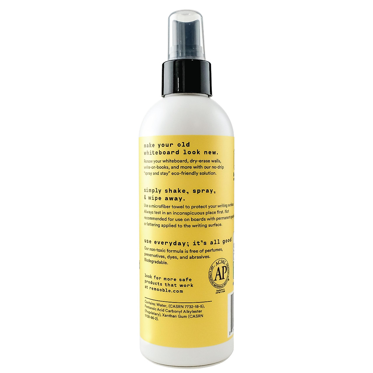 Remooble Dry Erase Whiteboard Cleaner Spray - Safely Removes Tough Stains and Ghosting (2 Pack)