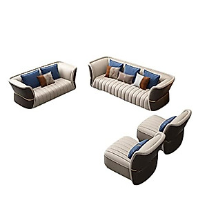 SXNBH Italian Leather Sofa Model House Designer Large Apartment Villa Living Room American Leather Sofa