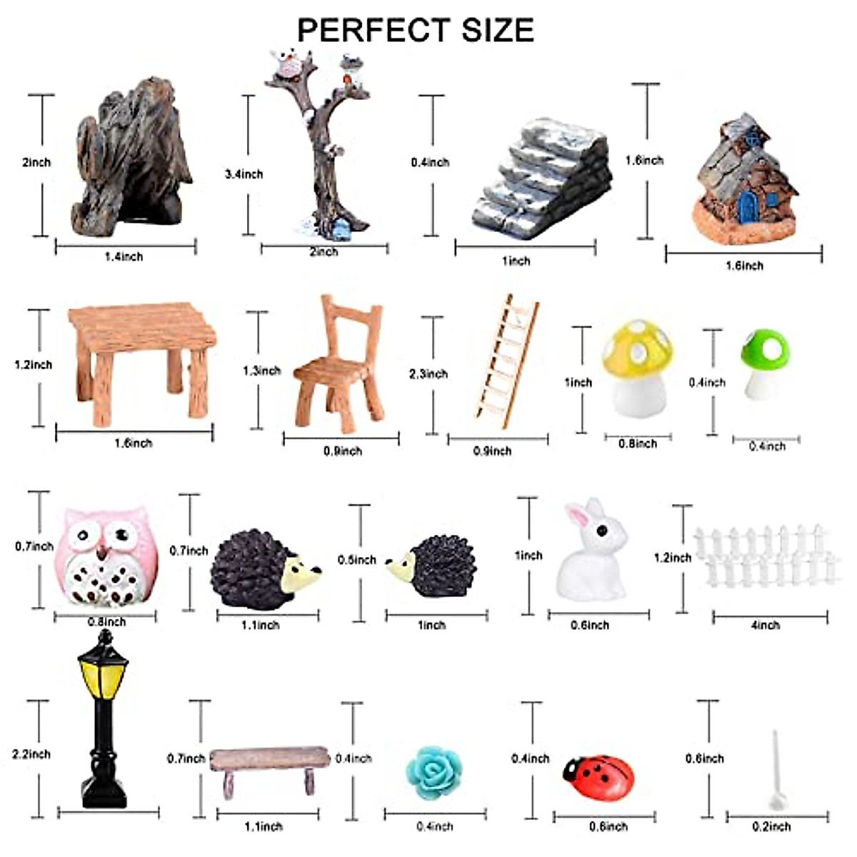 126 PCS Miniature Fairy Garden Accessories,Fairy Garden Kit,Including Animals, Mini Houses, Miniature Figurines,and DIY Dollhouse Decoration,Micro Landscape Ornaments, Garden DIY Kit（Merkaunis）