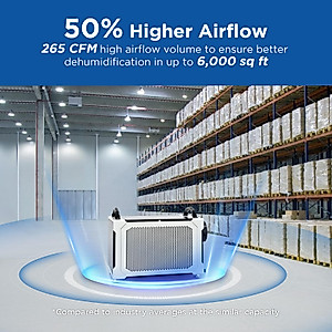 Moiswell 145 Pints Commercial Dehumidifier with Pump and Drain Hose, Crawl Space dehumidifier Basement, Industry Water Damage Unit for up to 6,000 sq ft Basements, Ideal for Industrial and Job Sites