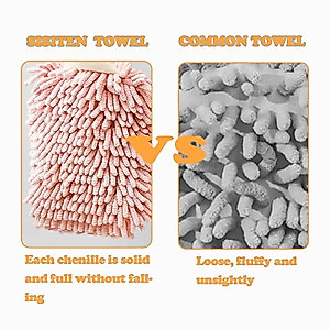 sisiten Chenille Hand Towels for Bathroom 、Kitchen and Bedroom |Hanging Hand Drying Towel with Button Loop | Funny Hedgehog Hand Towel | 4 Packs