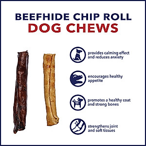 Pet Factory 100% Made in USA Beefhide 5" Chip Rolls Dog Chew Treats - Beef & Chicken Flavor, 18 Count/1 Pack