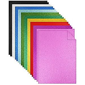 Glitter Cardstock, Double Sided Glitter Cardstock Paper for Crafts, 20 Sheets 10 Colors Glitter Paper for DIY & Art Projects, Sparkly Card Stock Paper for Cricut, Card Making, Scrapbooking, 250 GSM