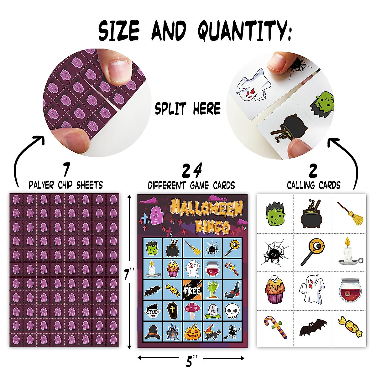 Halloween Bingo Party Games Cards with 24 Players Halloween Party Games for Gils Boys School Classroom Party Supplies Classroom Activities Party Favor Gifts for Young Adults Family Activities (HM410)