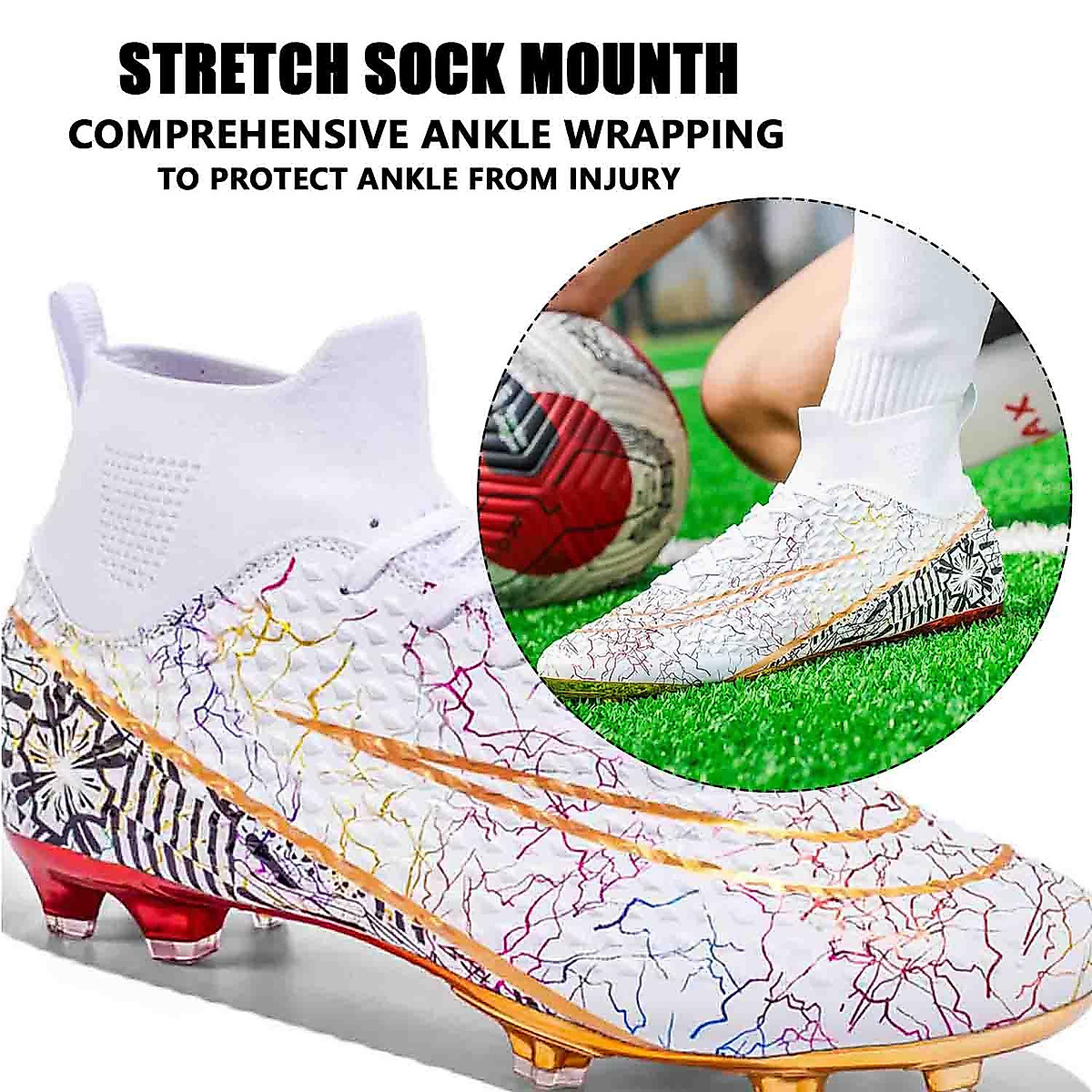 MEBAMY Big Boys' Soccer Shoes Outdoor Sports Soccer Training Men's Soccer Shoes