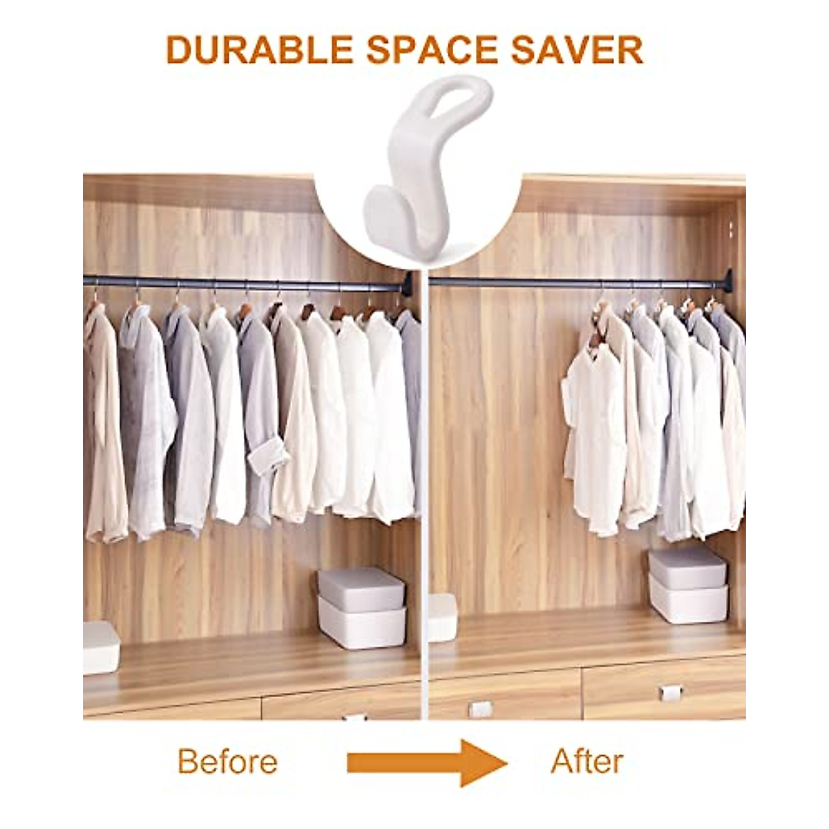 Venupple Clothes Hanger Connector Hooks, 50PCS Plastic Hanger Extenders for Clothes, Heavy Duty Cascading Connection Hooks Space Saving Organizer for Closet, Wardrobe, White