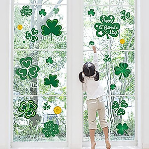 St Patricks Day Decorations Stickers, St. Patrick's Day Window Clings Decor, 128 PCS Reusable Electrostatic Saint Patricks Day Shamrock Stickers