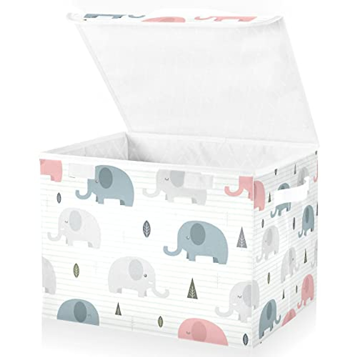 innewgogo Elephant Storage Bins with Lids for Organizing Cube Cubby with Handles Oxford Cloth Storage Cube Box for Study Room