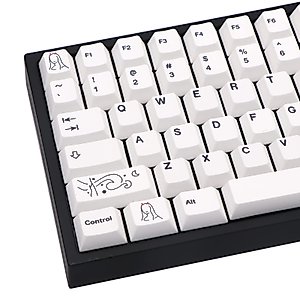 BGKYPRO Drawing Board Theme Keycaps-Thermal Sublimation PBT Keycap Set, for Mechanical Keyboards, Full 135 Key Set, Cherry Profile, English (US) Layout- White