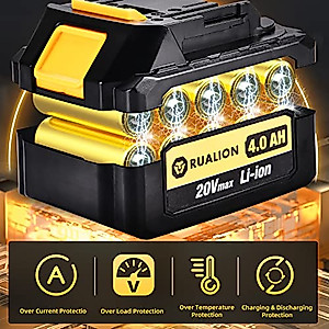 RUALION Cordless Leaf Blower: 280CFM 132MPH 20V Battery Leaf Blower with 4.0 Ah Battery & Charger Electric Leaf Blower for Lawn Care | Patio | Garage…