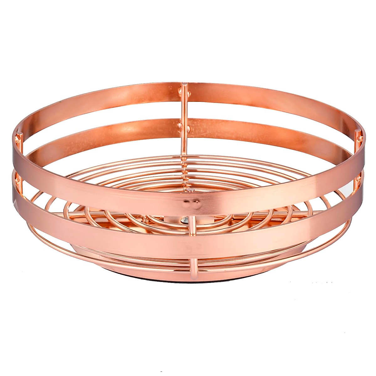 MyGift Modern Copper Tone Metal Wire Spice Rack Round Turntable, Lazy Susan Seasoning and Condiment Holder Spinning Rack, Pantry Organizer Tabletop Revolving Tray