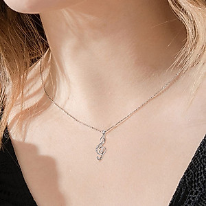 WEILYDF Music Note Pendant Necklace 925 Sterling Silver Cubic Zirconia Jewelry for Women Girl Box Chain 18"