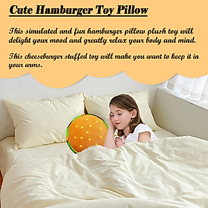 zhidiloveyou Hamburger Pillow Plush Cheeseburger Toy Cute Stuffed Food Pillow for Kids, 11.8"