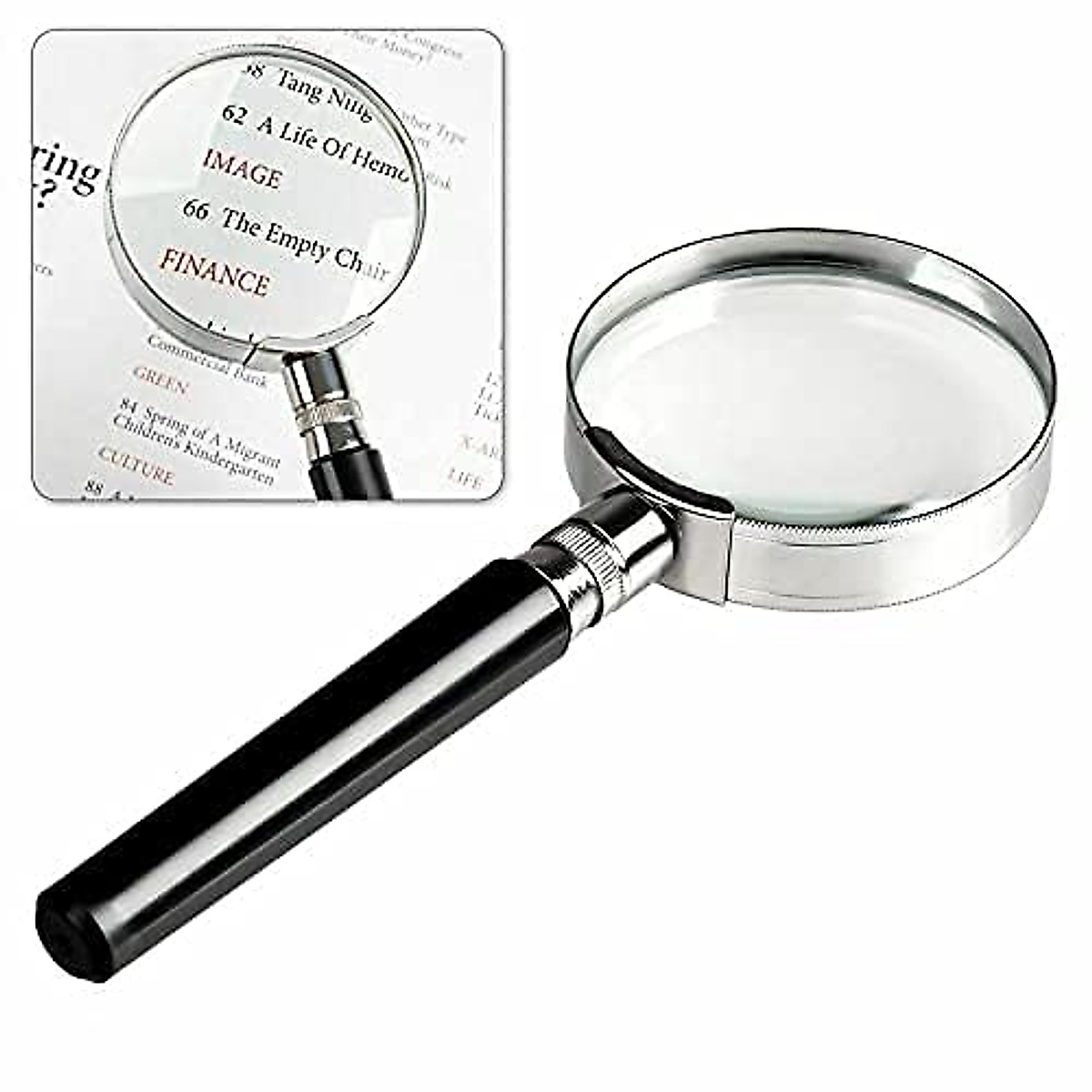 10X Handheld Magnifier Magnifying Glass Handle Low Vision Aid High Magnification for Reading, Senior, Map, Inspection, Handcraft Hobby (50MM)