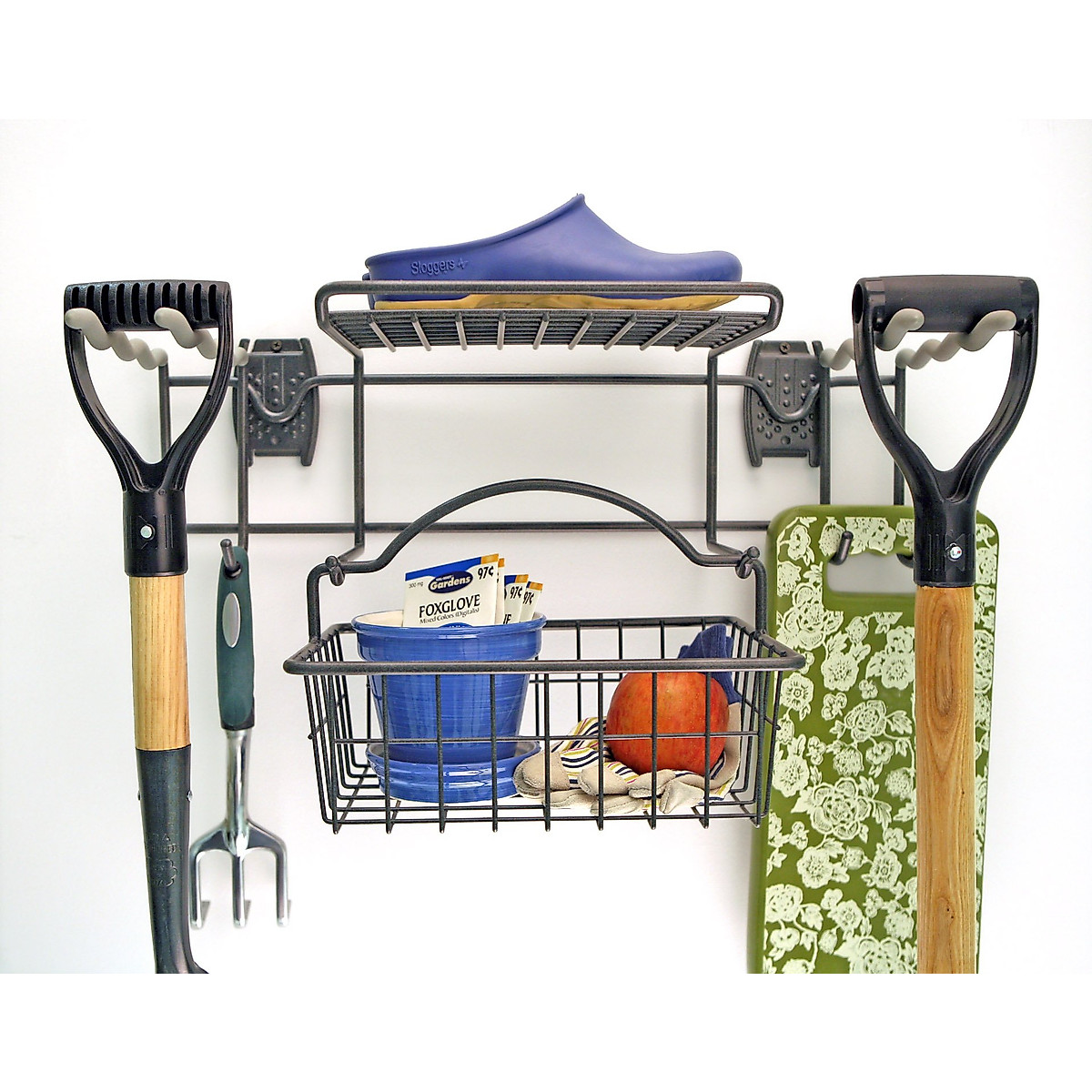 Organized Living 7115520050 Activity Organizer Garden Rack with Basket,Granite Gray