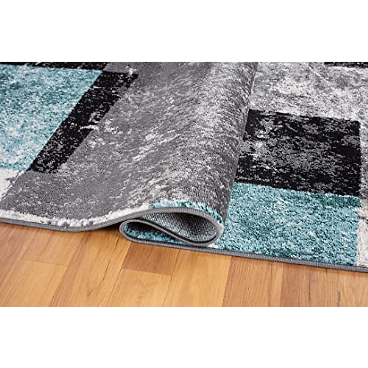 Rugshop Contemporary Abstract Boxes Stain Resistant High Traffic Living Room Kitchen Bedroom Dining Home Office Area Rug 8'x10' Blue