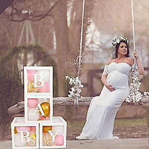 82 PCS Baby Shower Decorations for Girl - Jumbo Transparent Baby Block Balloon Box Includes BABY, A - Z Letters DYI, White Pink Gold Confetti Balloons, Gender Reveal Party Supplies, 1st Birthday Décor