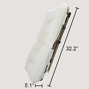 OAKHAM Comfy Saucer Chair for Adults, Soft Faux Fur Folding Lounge Chair for Bedroom Living Room Dorm Rooms Flexible Reading Chair for Teens Kids, X-Large Foldable Chair (Faux Fur-White)