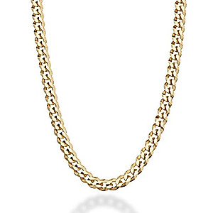 Miabella Solid 18K Gold Over Sterling Silver Italian 5mm Diamond-Cut Cuban Link Curb Chain Necklace for Women Men, 925 Sterling Silver Made in Italy (20 Inches)