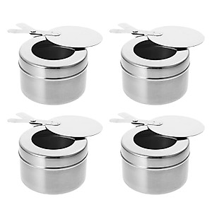 Housoutil 4PCS Fuel Holder with Safety Cover, Stainless Steel Chafer Fuel Cans with Handle, Multifunction Stove Food Parties Warmer Fuel Cans Box Set Perfect for Buffets and Catering Events