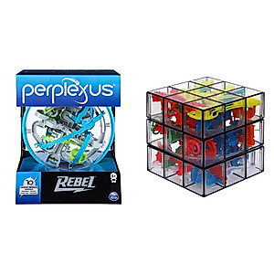 Spin Master Games Perplexus Rebel, 3D Maze Game Sensory Fidget Toy Brain Teaser Gravity Maze Puzzle Ball with 70 Obstacles and Rubik's Perplexus Fusion 3 x 3 Challenging Puzzle Maze Ball