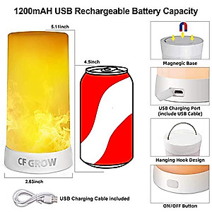 LED Flame Effect Light, Fireplace Light with Remote & Timer, USB Rechargeable Battery Operated Flame Lamp, Waterproof Dimmable 4 Modes Flameless Candle Light for Room Party Bar Decor 2 PCS
