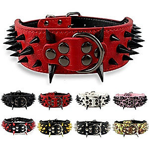 Benala Pet Dog Collar Adjustable Harness Spiked Studded Faux Leather Punk Rivet Dog Collar Pu Sharp Spikes Dog Supplies,Leopard,S