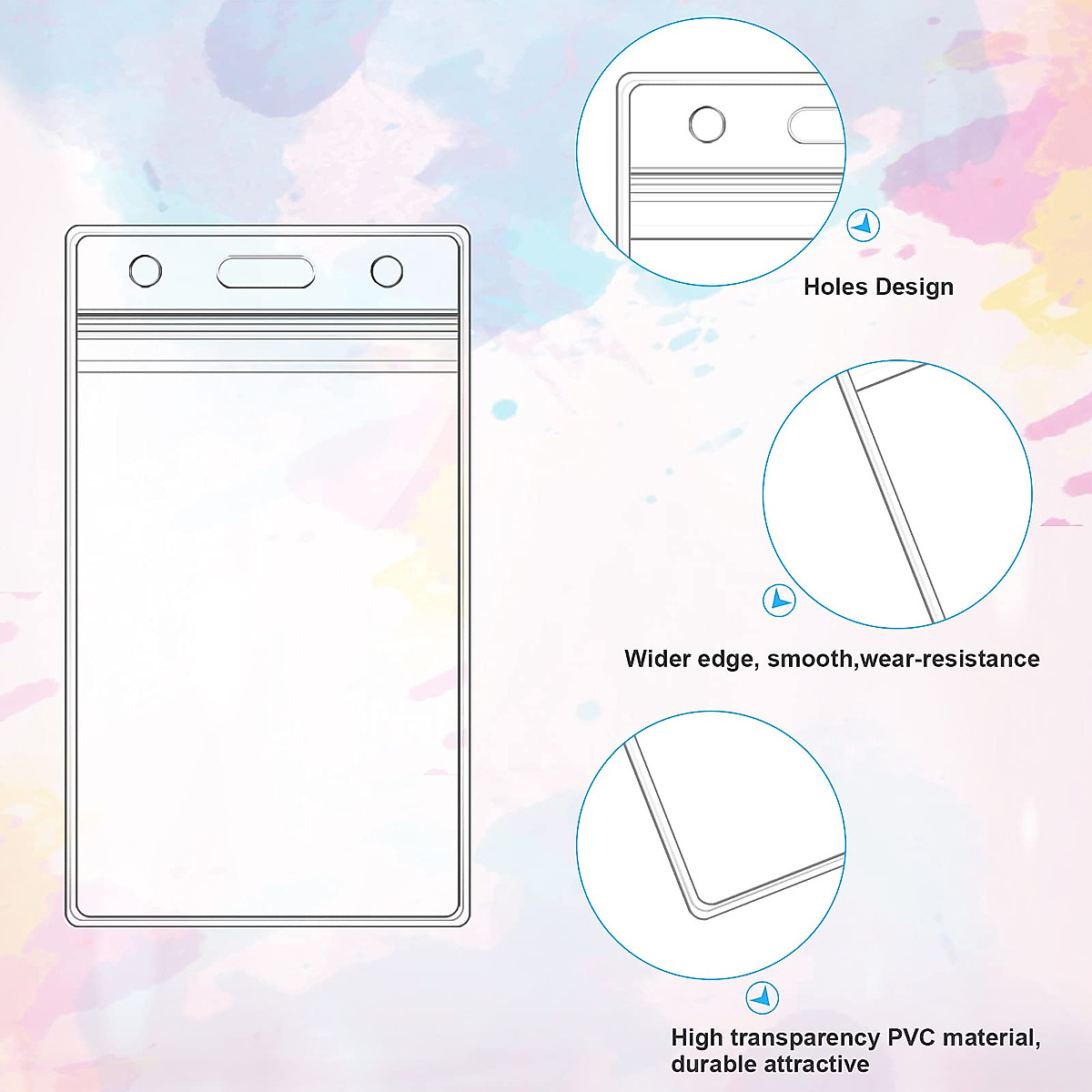 200Pcs ID Badge Holder Vertical Name Tag Holder Clear Plastic Name Badge ID Card Holders with Waterproof Resealable Zip for Office, School, Conference