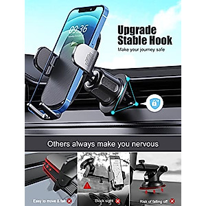 Ruiwwo Phone Mount for Car, Hands Free Cell Phone Holder Car, [Upgraded Vent Clip] Universal Air Vent Car Phone Holder Mount Compatible with iPhone 14 Pro Max/13 Pro/12/11, Samsung Galaxy S20/Note 10