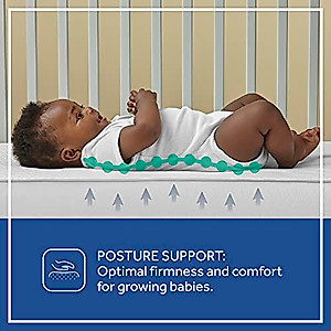 Sealy Baby Posturepedic Grace Baby Crib Mattress-Premium 2-Stage Toddler Bed Mattress- Waterproof Crib Mattress- Hybrid Coil and Foam Breathable Baby Mattress for Crib- Cotton- Certified for Safety