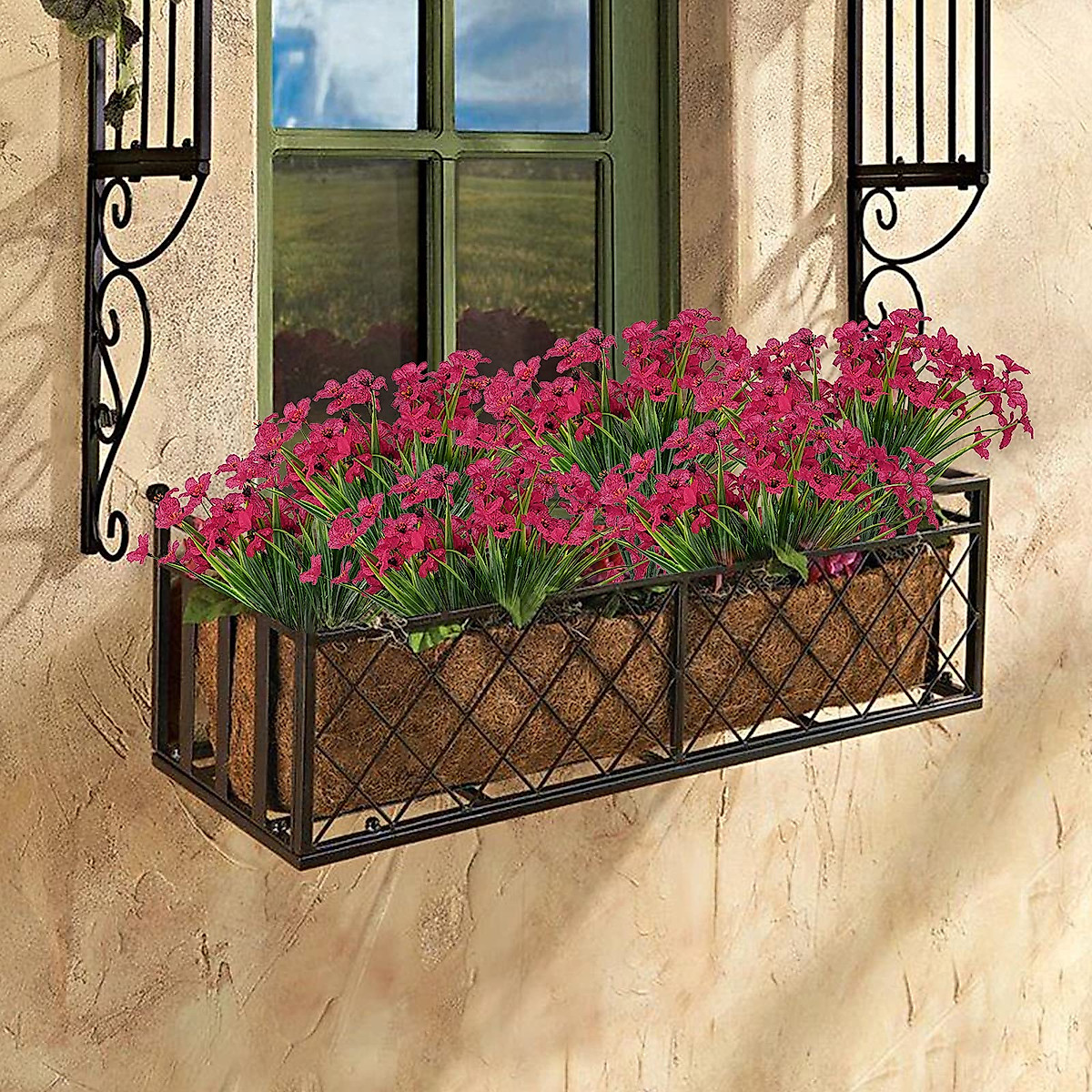 20 Bundles Artificial Flowers Outdoor Fake Flowers UV Resistant No Fade Faux Plastic Garden Porch Greenery Shrubs Window Box Decorating,Wedding Flower,Aisle Table Centerpiece Party (Rose)